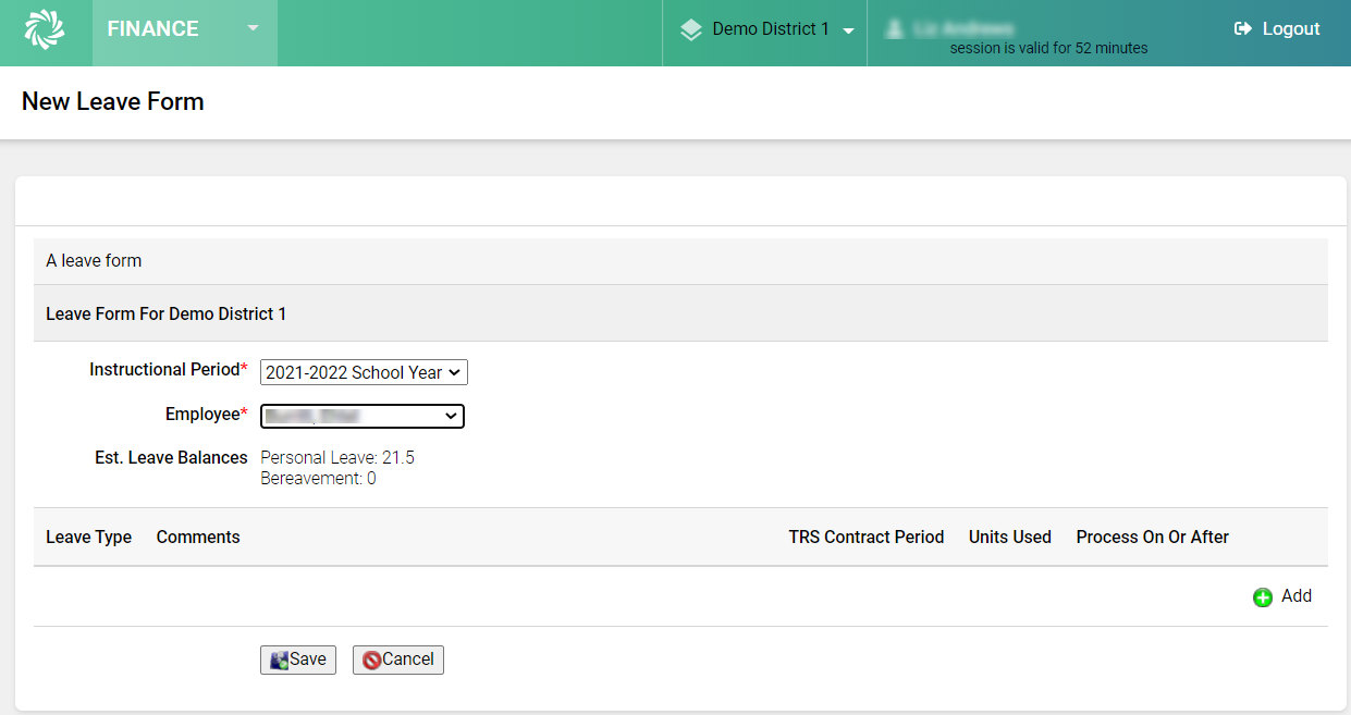 HR Add a Leave Form