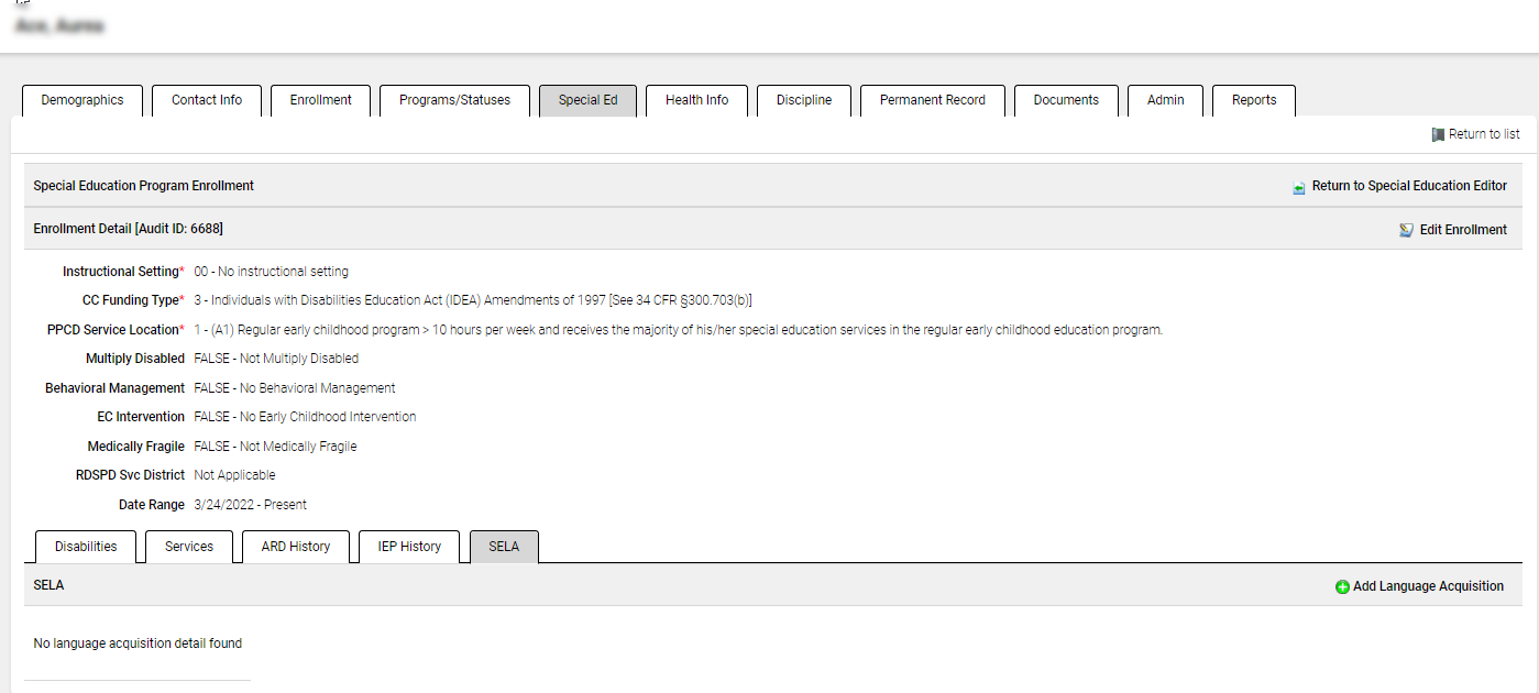 ST Add or Edit SELA Detail