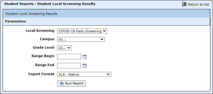 ST COVID-19 Screening - Student
